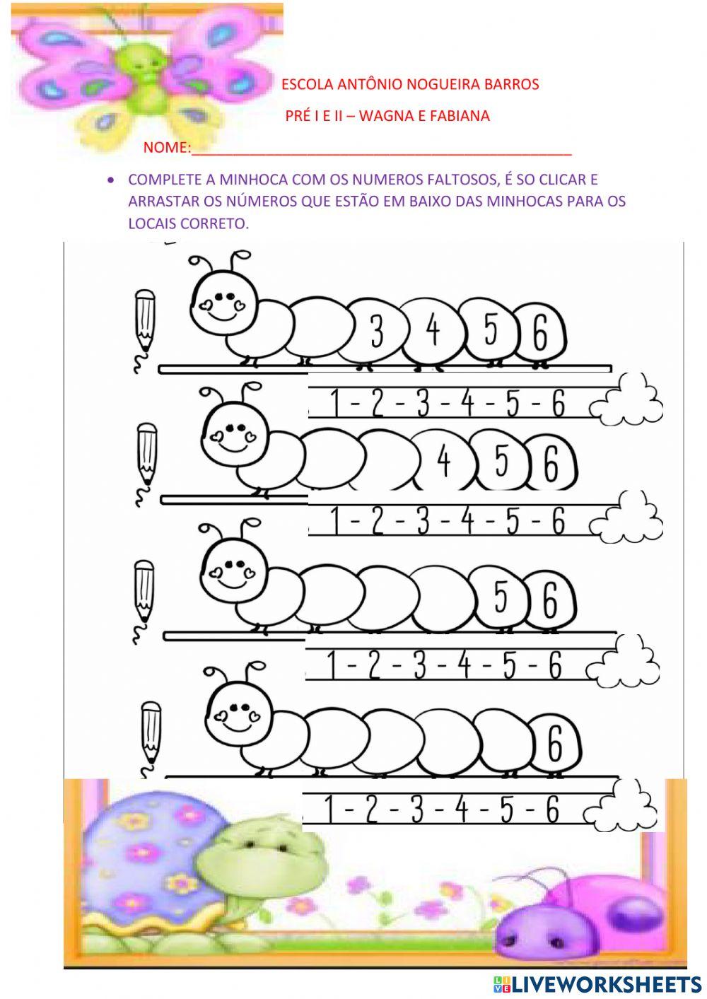 Ordem Numérica activity for Pré I e II | Live Worksheets