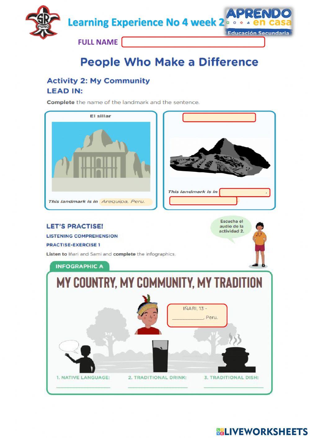 People Who Make a Difference online exercise for Primero | Live Worksheets