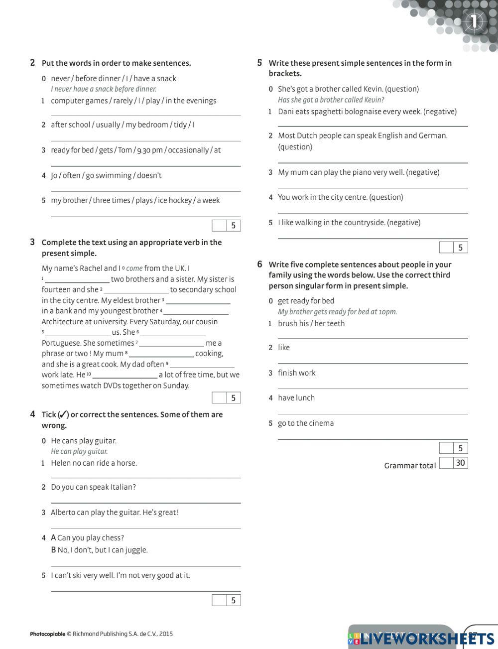 Achievers A2. Test 1 6650879 | M_LauraR24 | Live