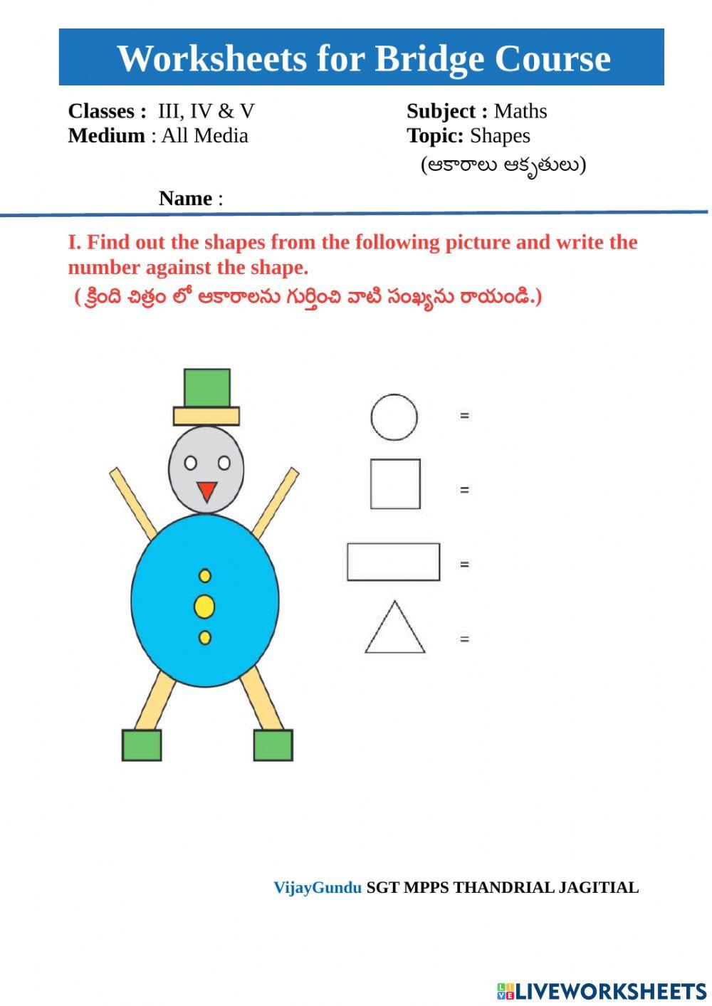 Bridge course maths 5 by Vijay Gundu worksheet | Live Worksheets