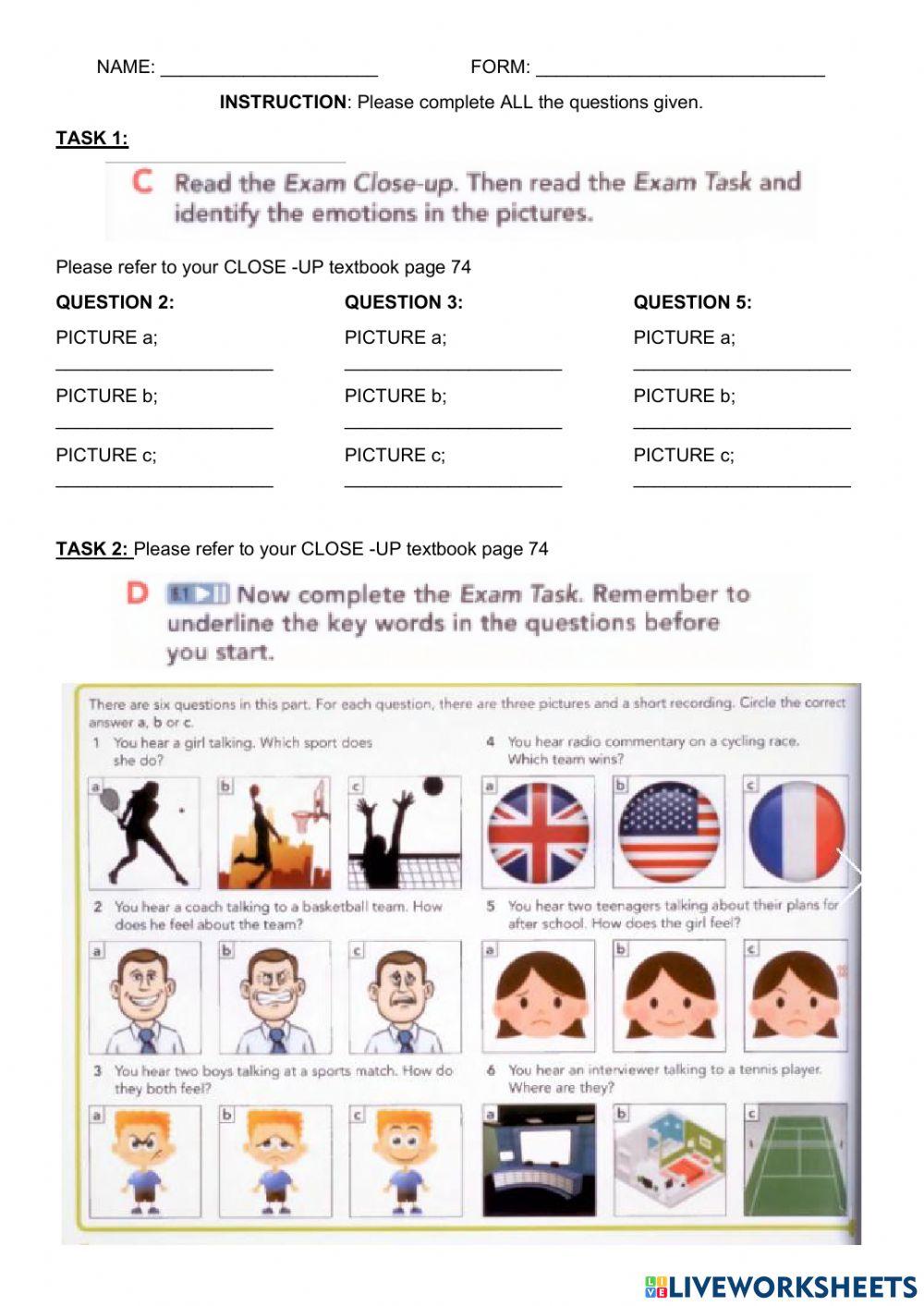 LISTENING FORM … | Free Interactive Worksheets | 6650980