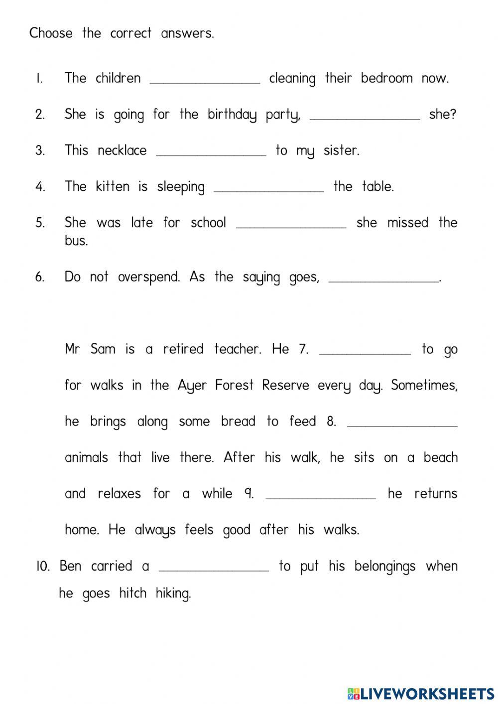 Grammar online exercise for Year 6 | Live Worksheets