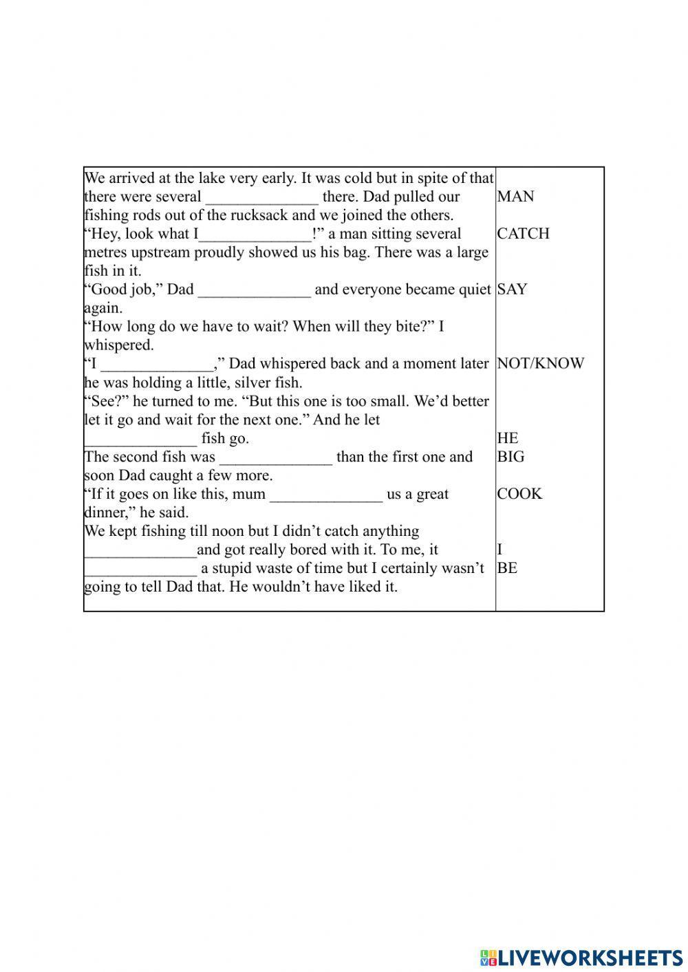 ОГЭ grammar FIPI worksheet | Live Worksheets
