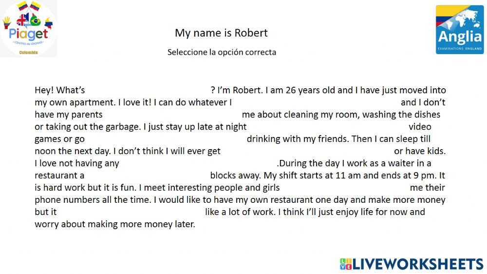 My name is Robe… | Free Interactive Worksheets | 1134198