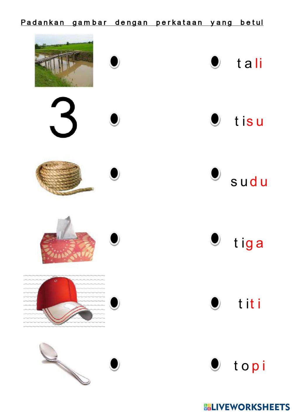 Padankan gambar dengan perkataan yang betul (KVKV 4) worksheet | Live ...