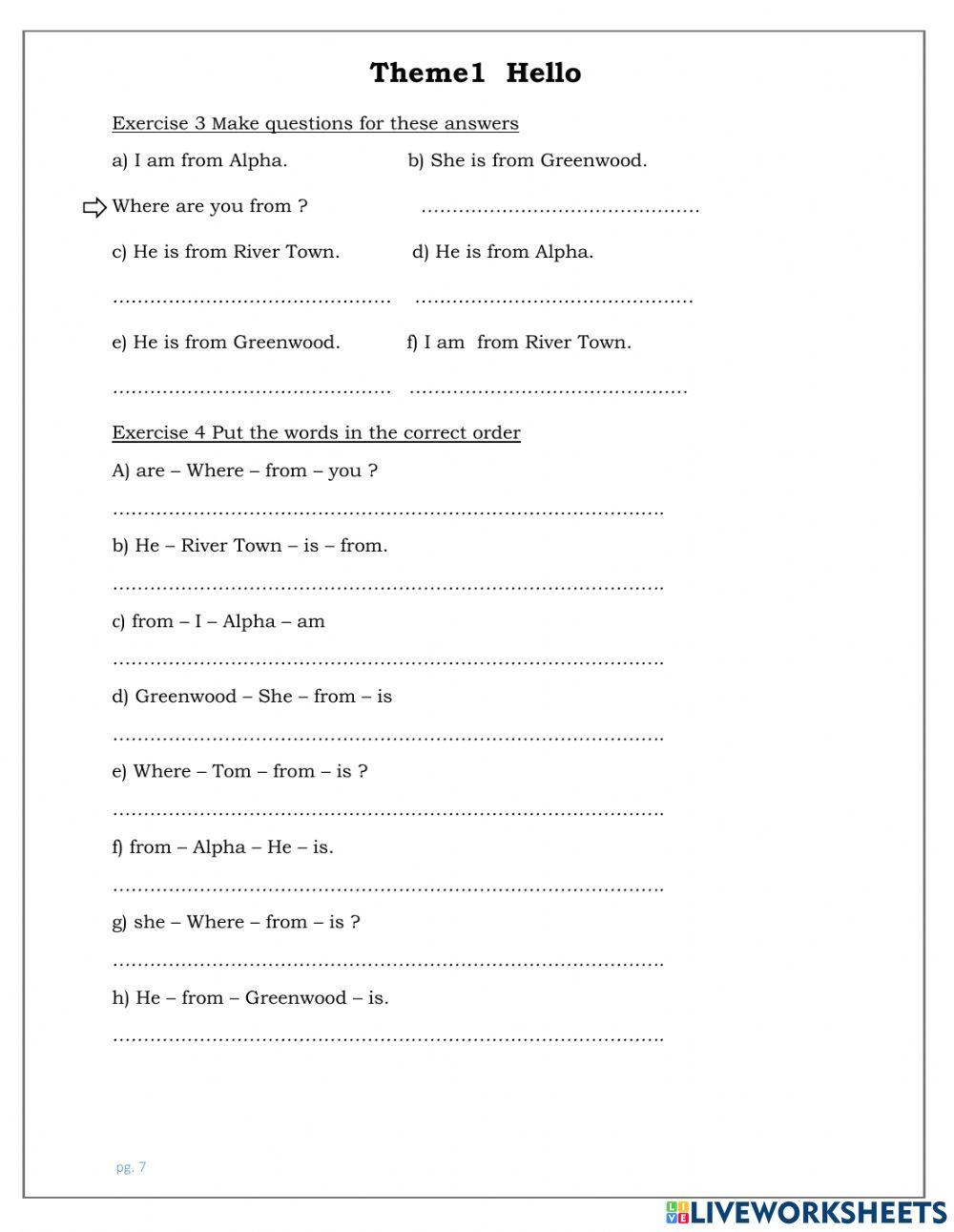 Smart start grade 3 - bài tập theme 1: Hello online exercise for | Live ...