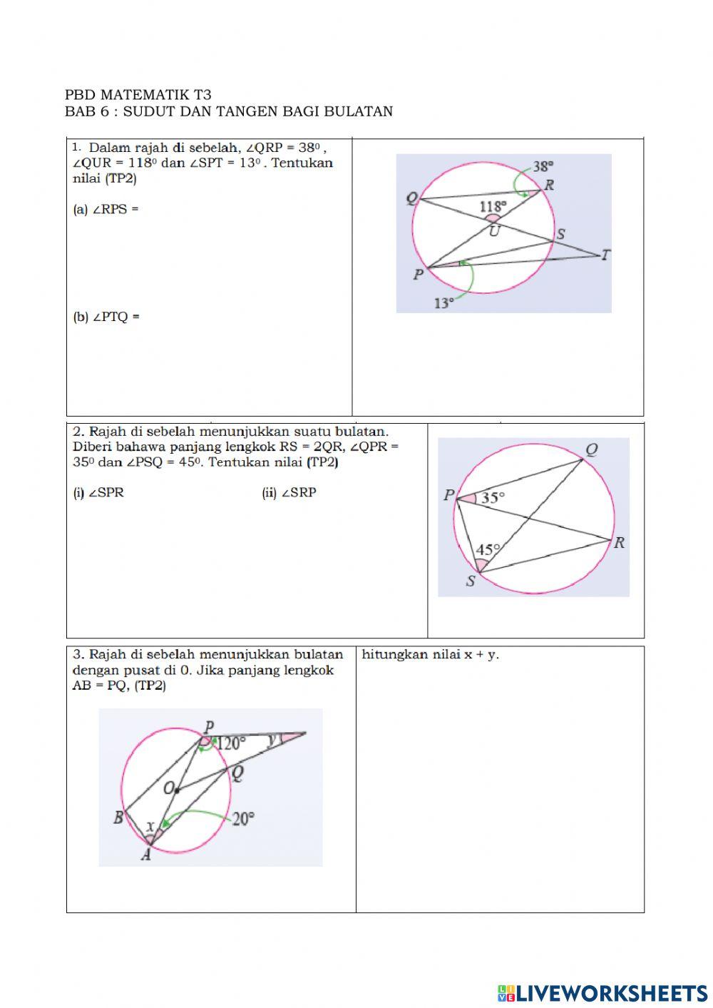 Tp2 math bab 6 interactive worksheet | Live Worksheets