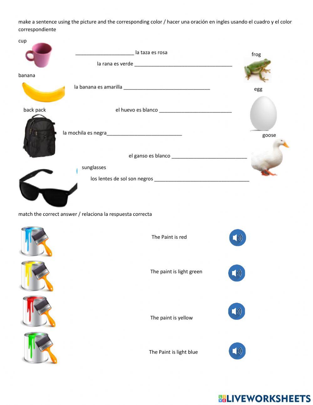 Colors in english online exercise | Live Worksheets