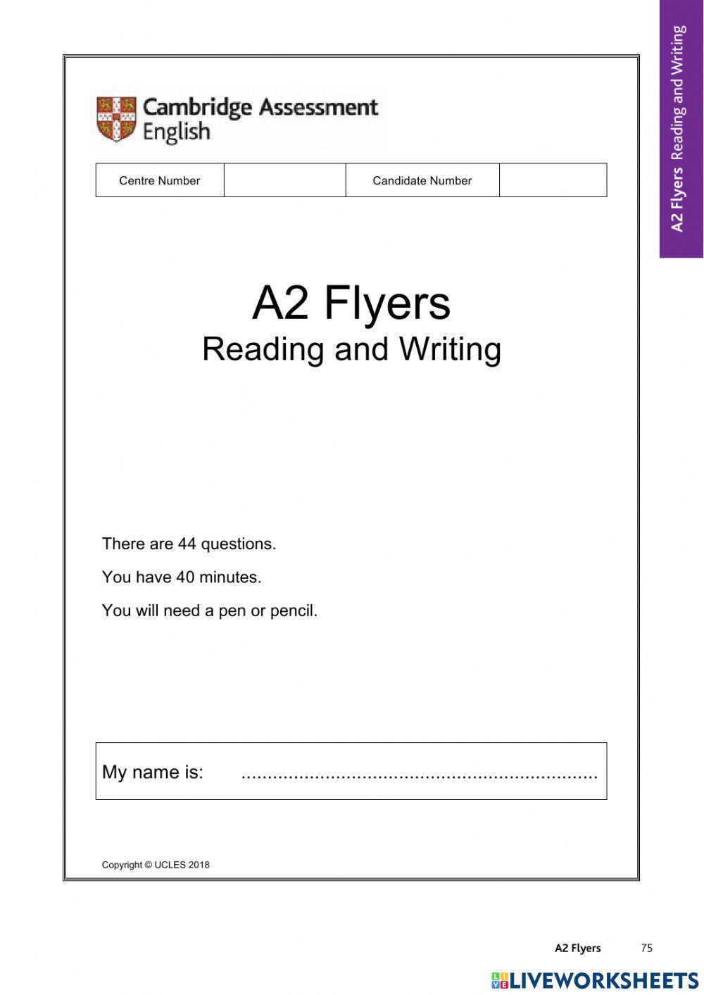 reading and writing flyers test 5045392 | Myriam Violeta