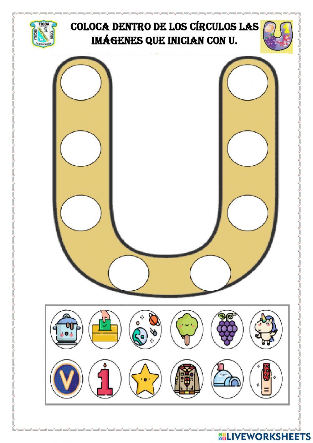 Vocal u online pdf worksheet for Inicial | Live Worksheets