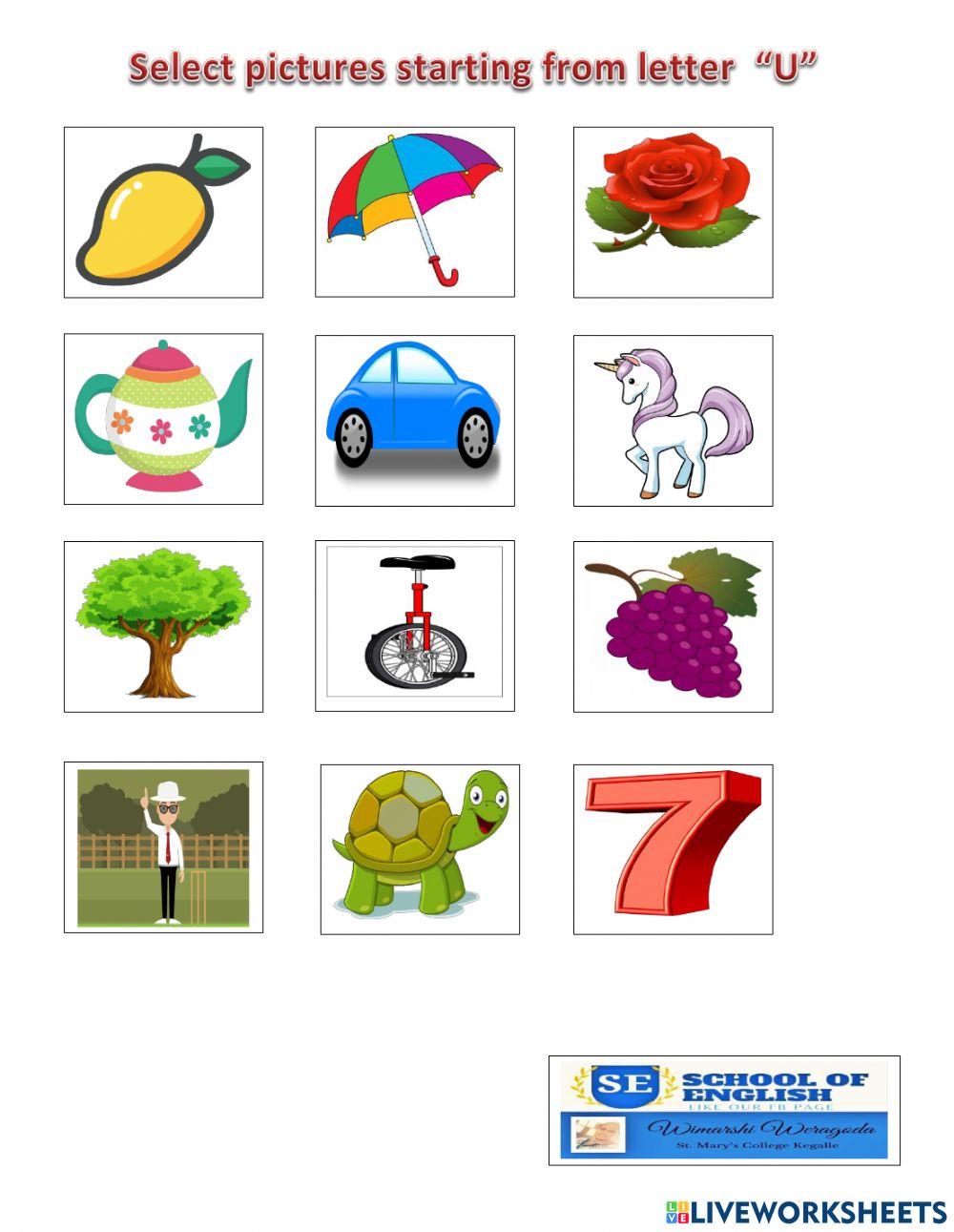 Letter U interactive exercise for Primary | Live Worksheets