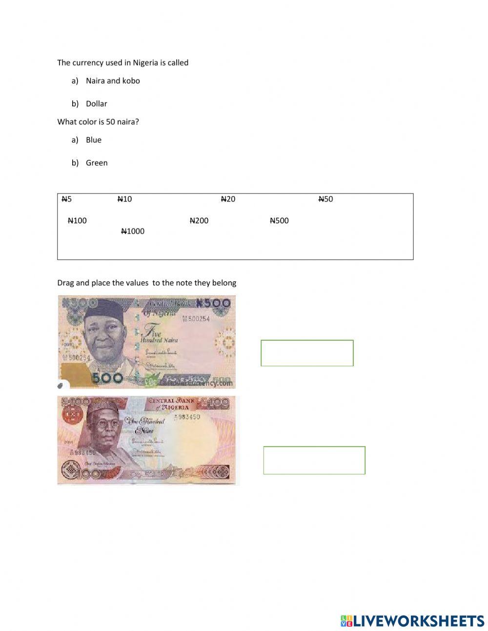 Money worksheet online exercise | Live Worksheets