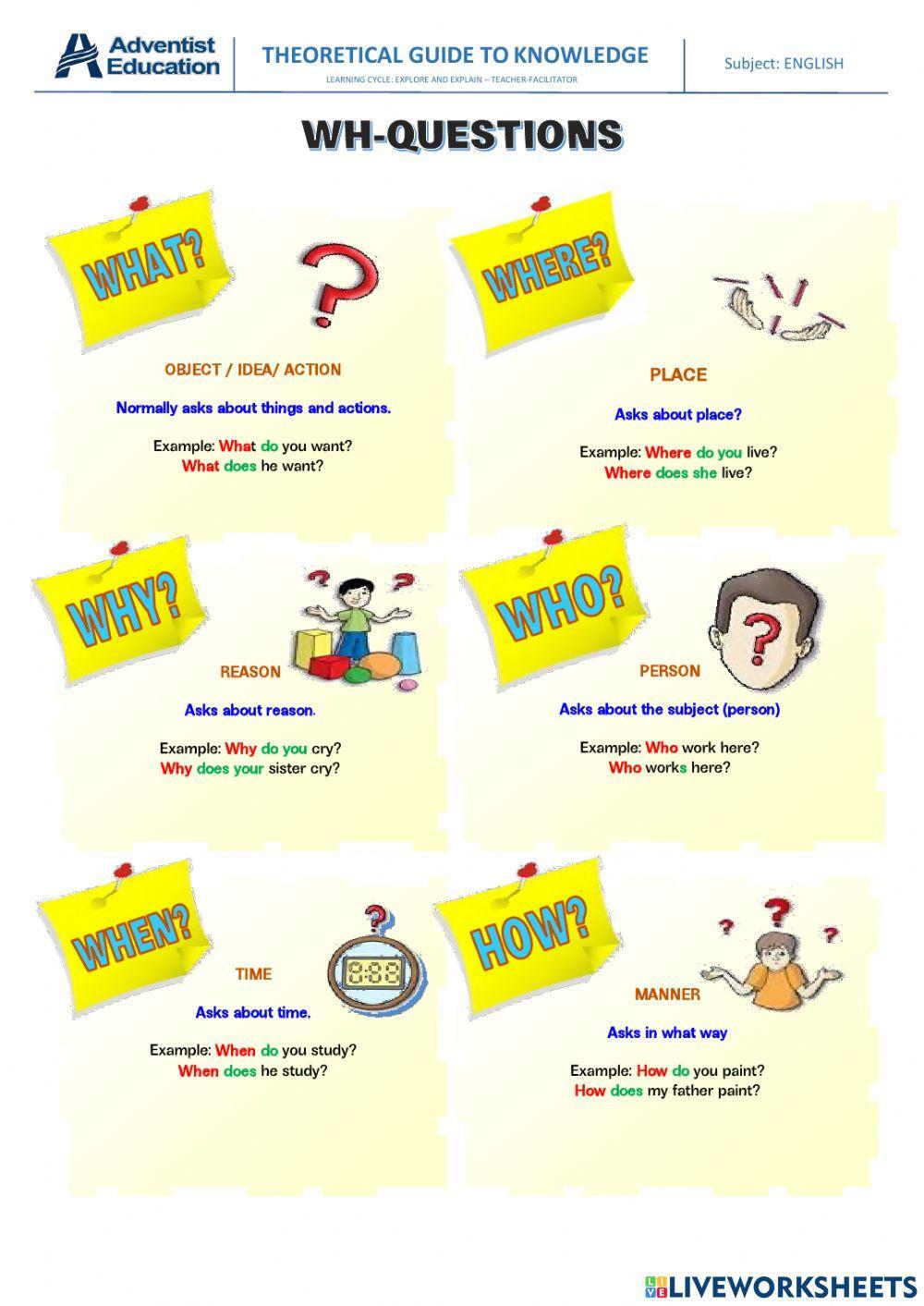 WH - READINGS worksheet | Live Worksheets