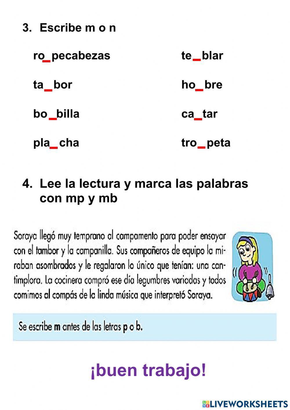Uso de mp y mb | Free Interactive Worksheets | 1060420