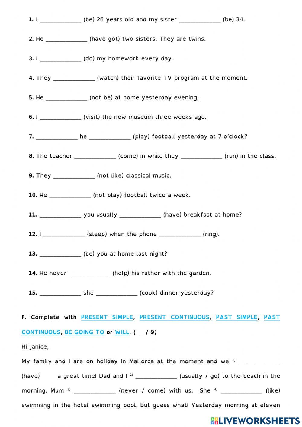 Elementary - t3 - ge worksheet | Live Worksheets