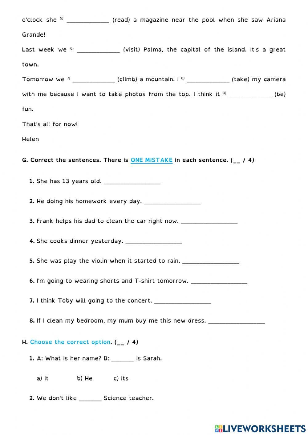 Elementary - t3 - ge worksheet | Live Worksheets