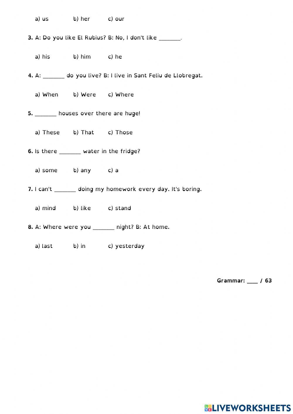 Elementary - t3 - ge worksheet | Live Worksheets