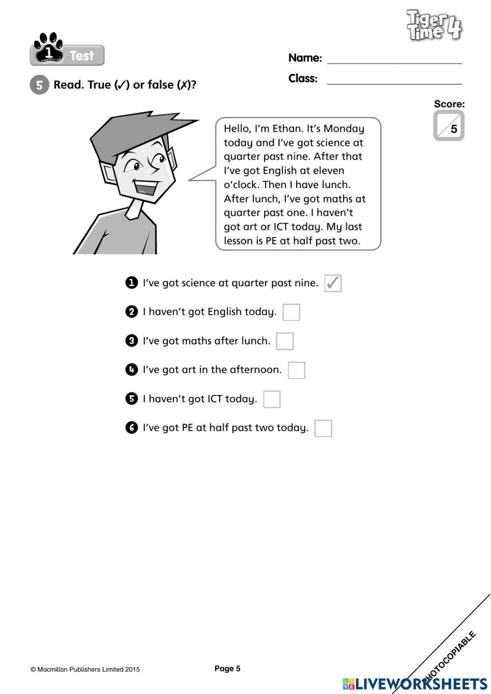 tiger time 4 un… | Free Interactive Worksheets | 6621610