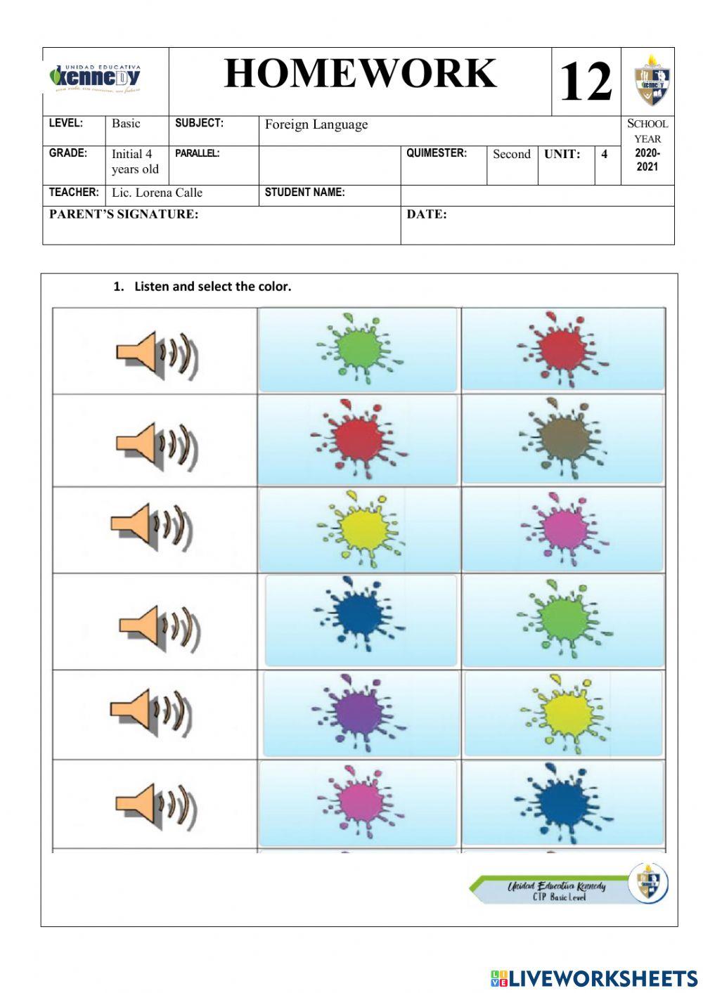 1060672 | Colors | LoreCalle01 | LiveWorksheets
