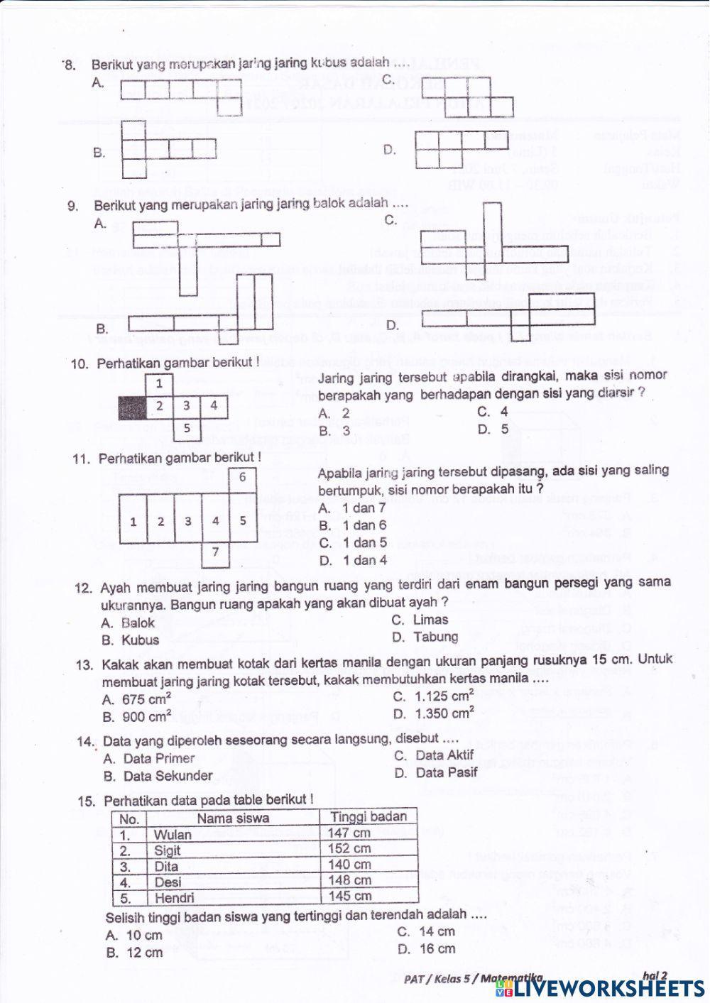 PM MTK Kelas Worksheet Live Worksheets, 58% OFF