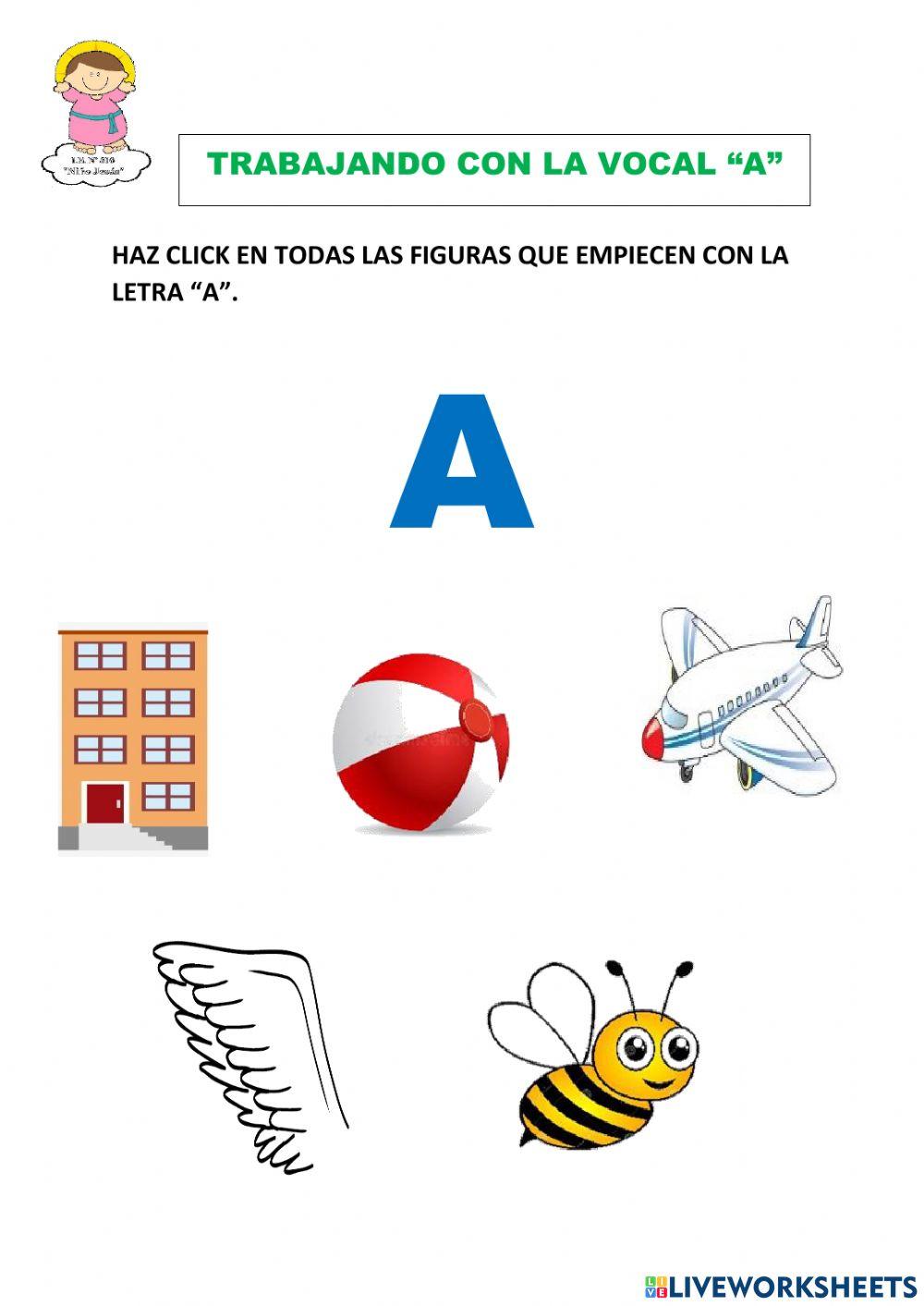 Vocal a online worksheet for INICIAL | Live Worksheets