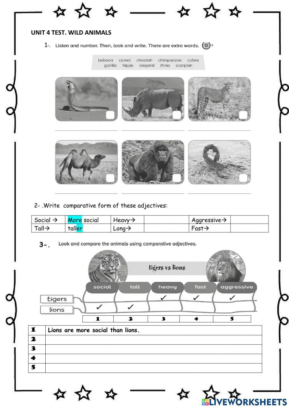 Wild animals interactive worksheet | Live Worksheets