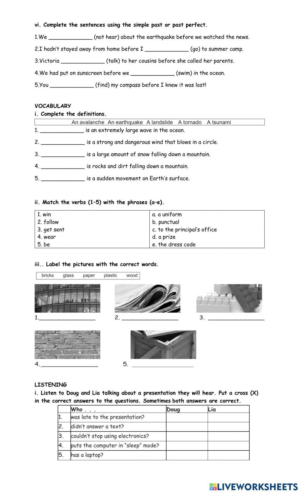 Exam online exercise for GRADE 7 | Live Worksheets