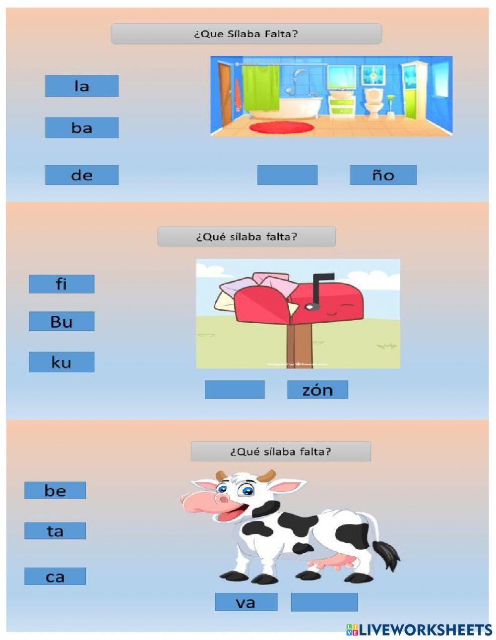 Silabas online exercise for preescolar | Live Worksheets
