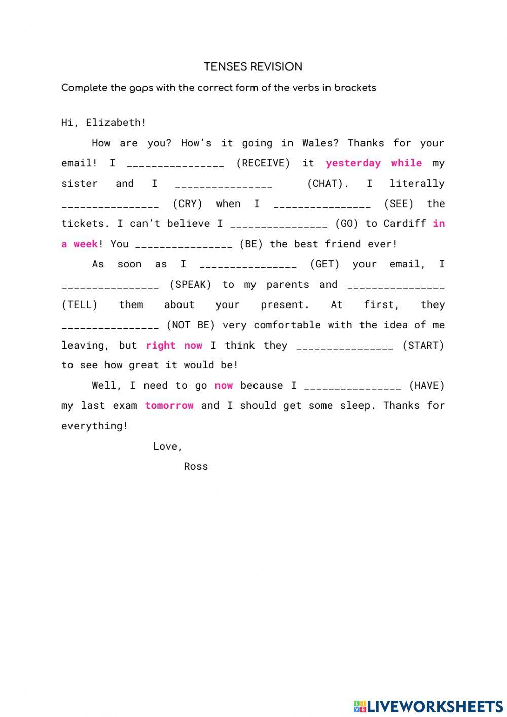 1076774 | Tenses Revision | marianoelgk | LiveWorksheets