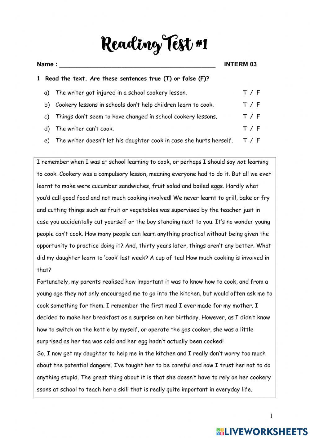 Reading test interm 6 unit 5 1061467 | PATRICIA LISBETH