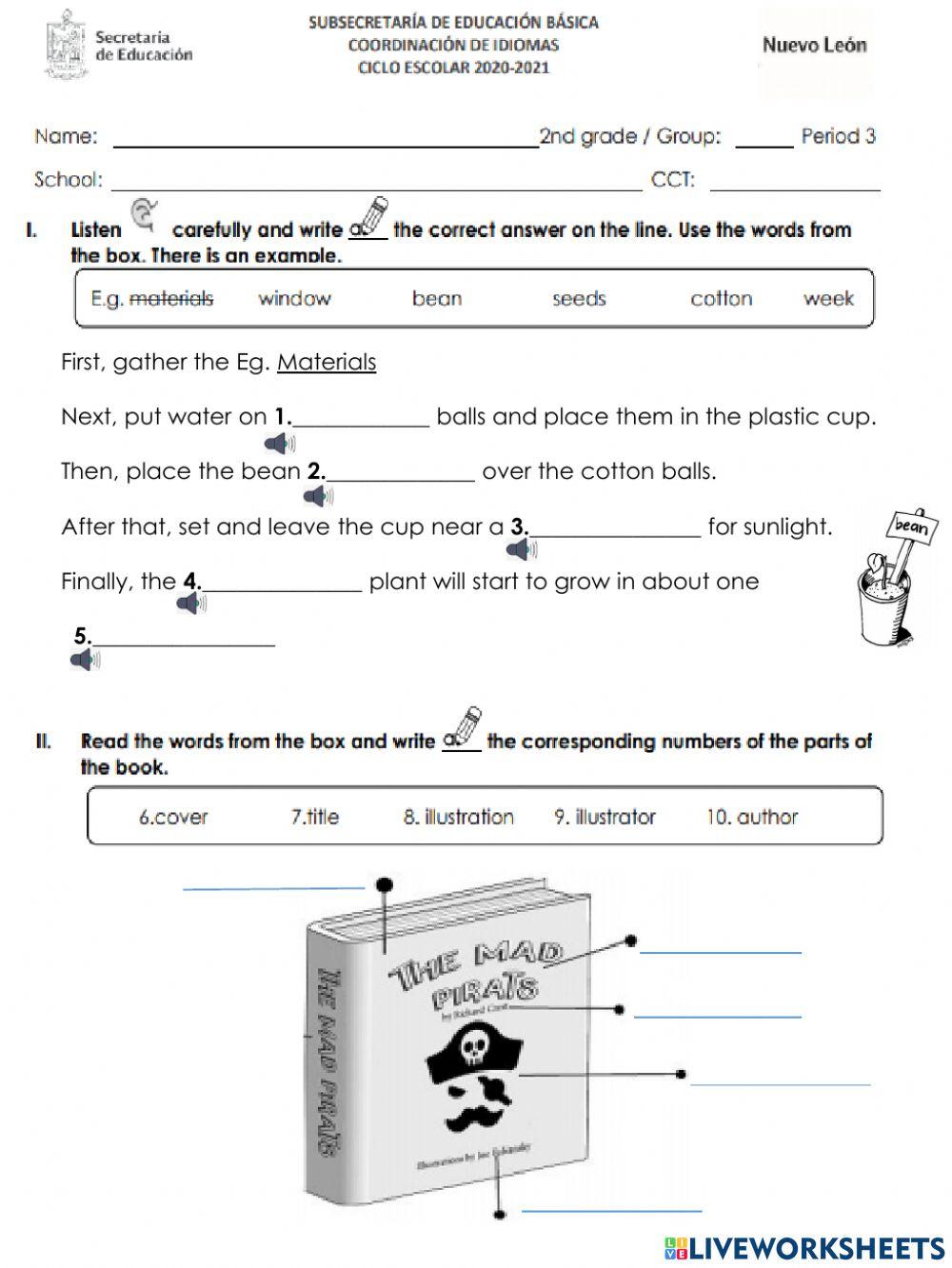 2nd grade evaluation 3rd period worksheet | Live Worksheets