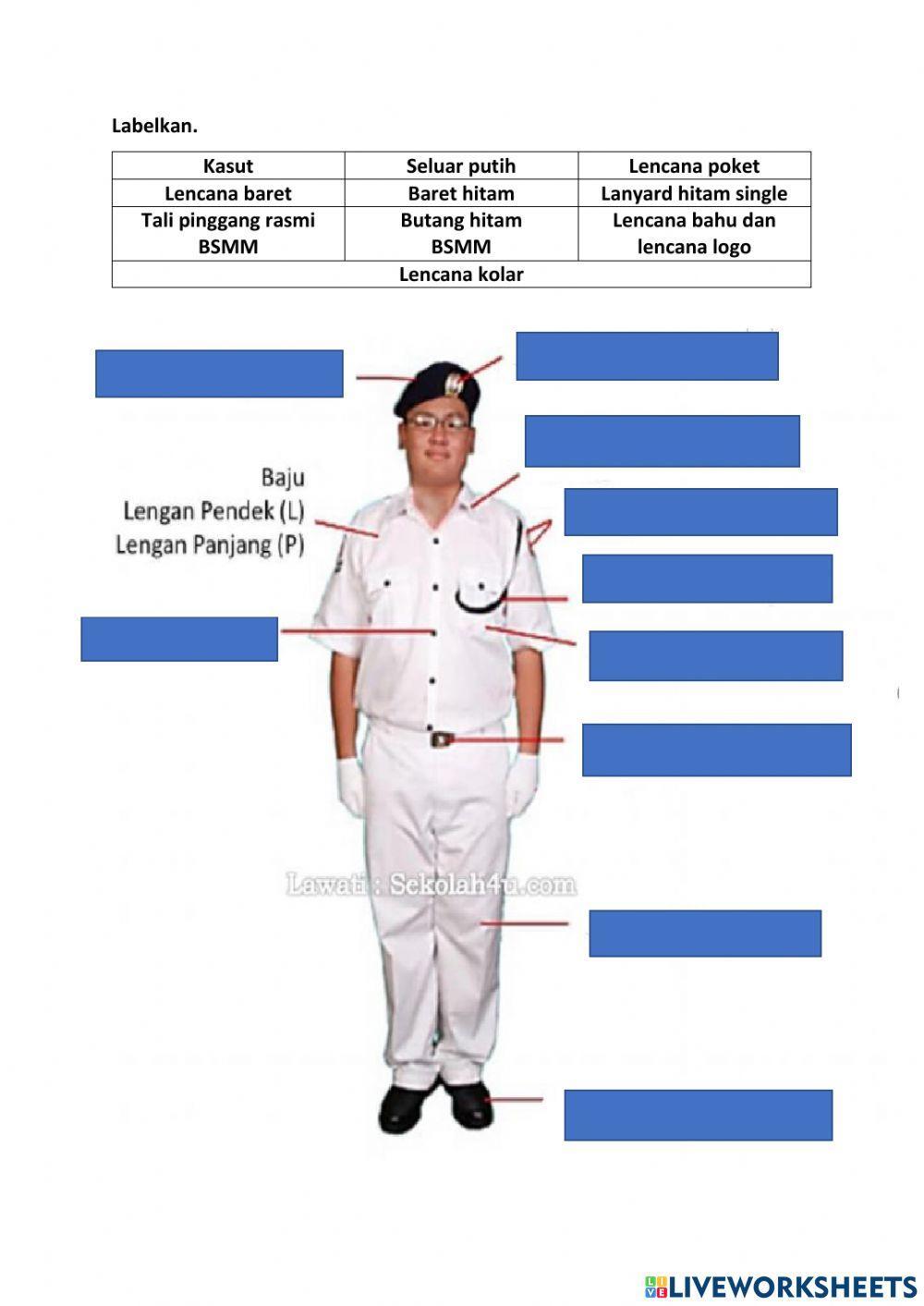 Pakaian Uniform Unit BSMM worksheet | Live Worksheets