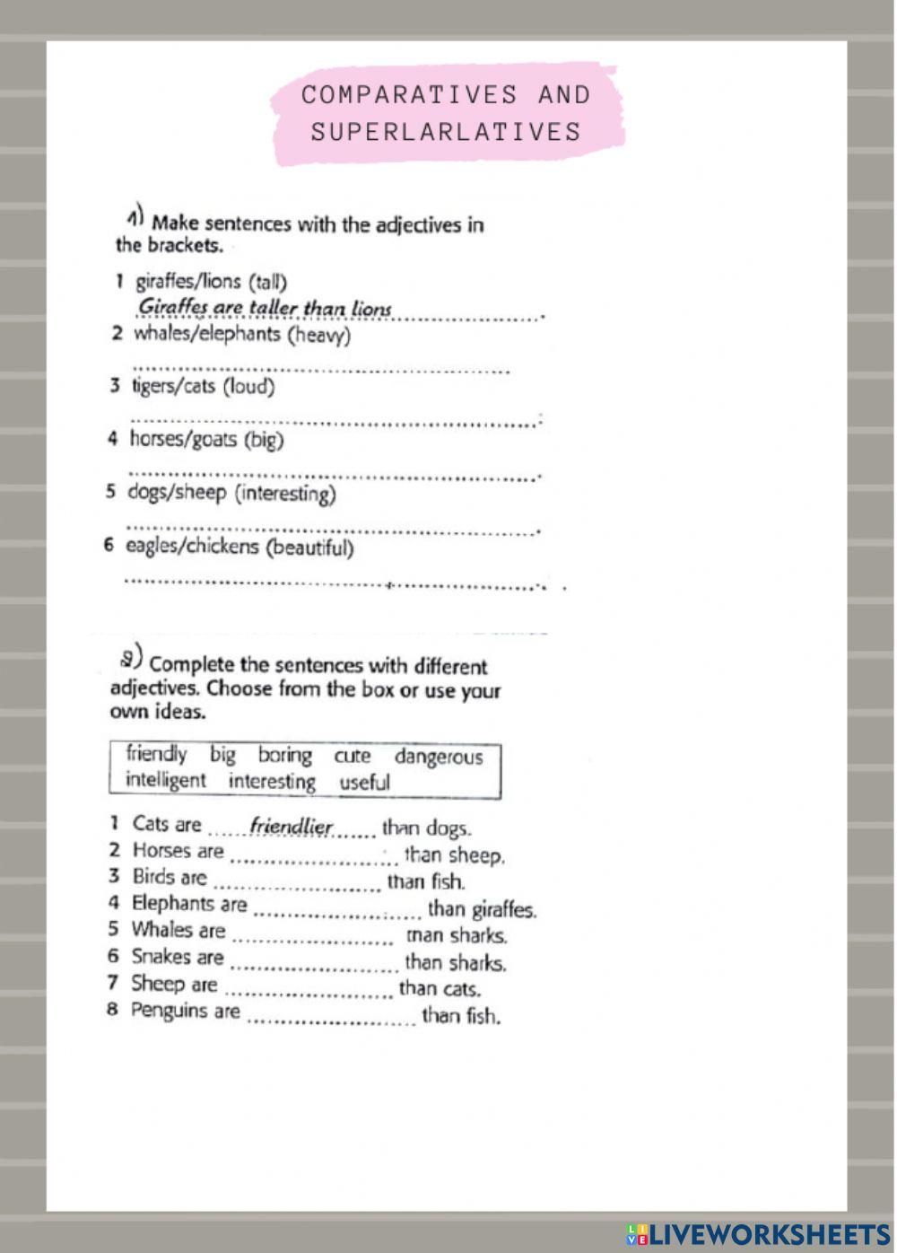 Comparatives online exercise for Elementary | Live Worksheets