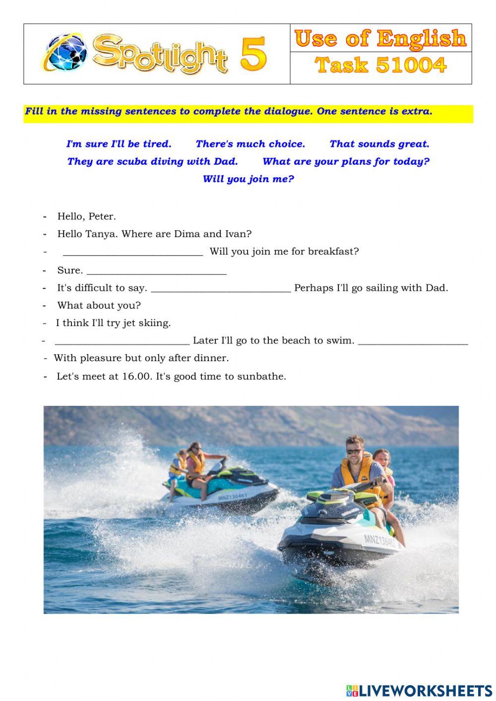 Spotlight 5 Task 51004 worksheet | Live Worksheets