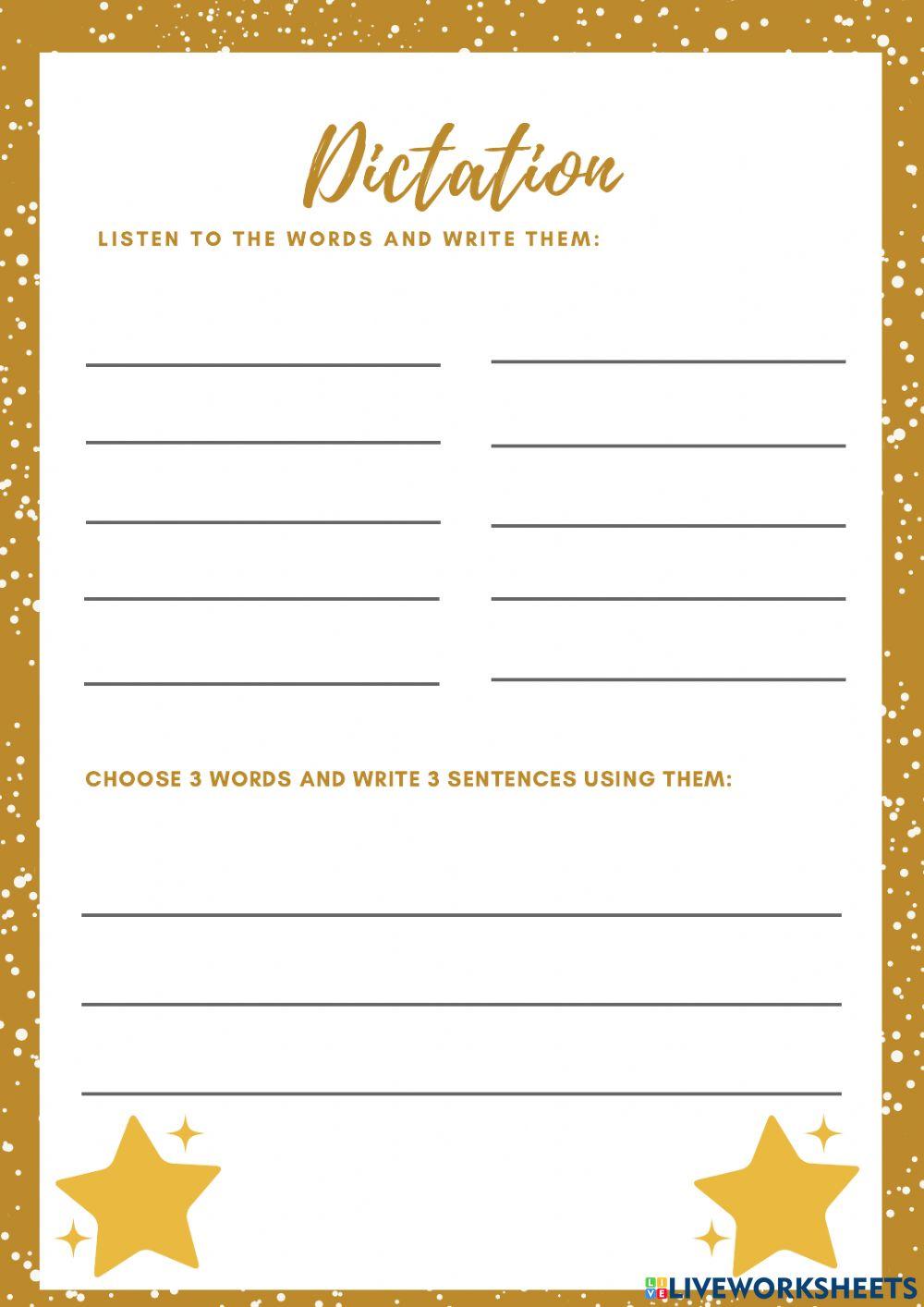 P4: Dictation 1 worksheet | Live Worksheets