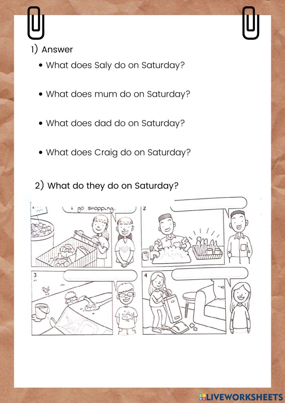 Saturday jobs worksheet | Live Worksheets