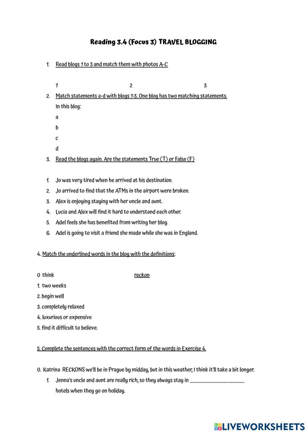 Reading Comprehension online exercise for 5th J | Live Worksheets