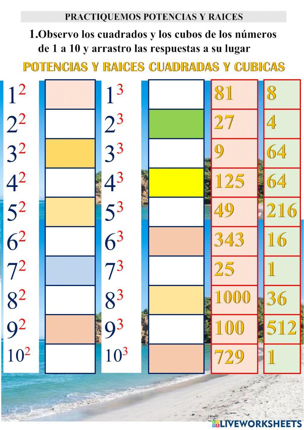 1063724 | Potencias y raices cuadradas y cubicas