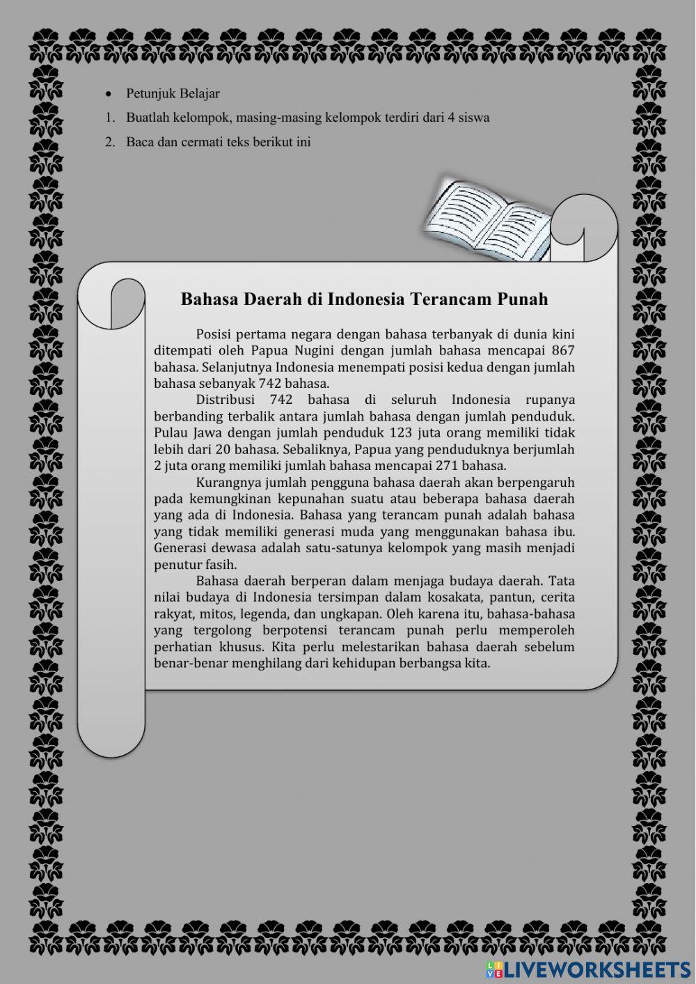 Bahasa Indo worksheet | Live Worksheets