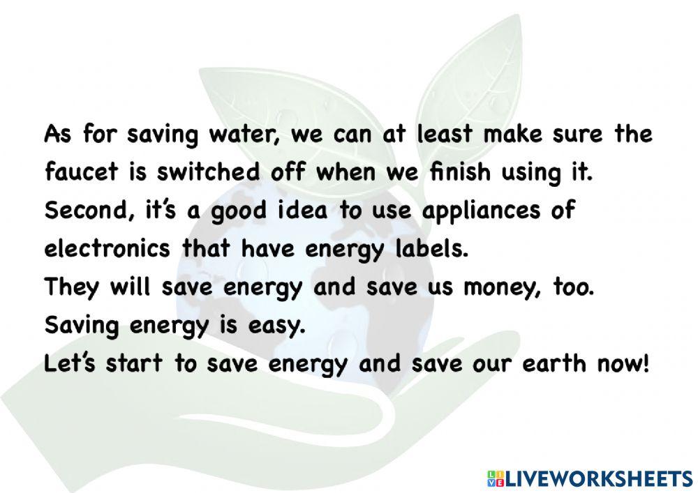 Save the earth -5 worksheet | Live Worksheets