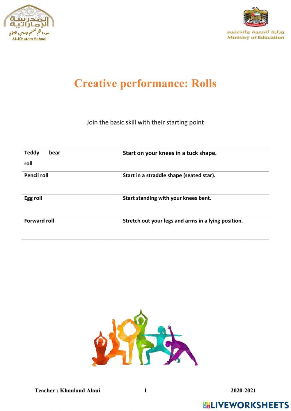 Creative performance: Lesson 4 worksheet | Live Worksheets
