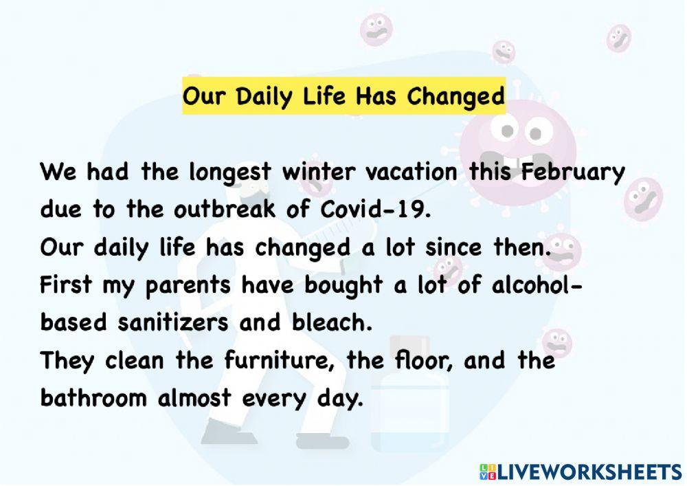 Our Daily Life Has Changed- 1,2 worksheet | Live Worksheets