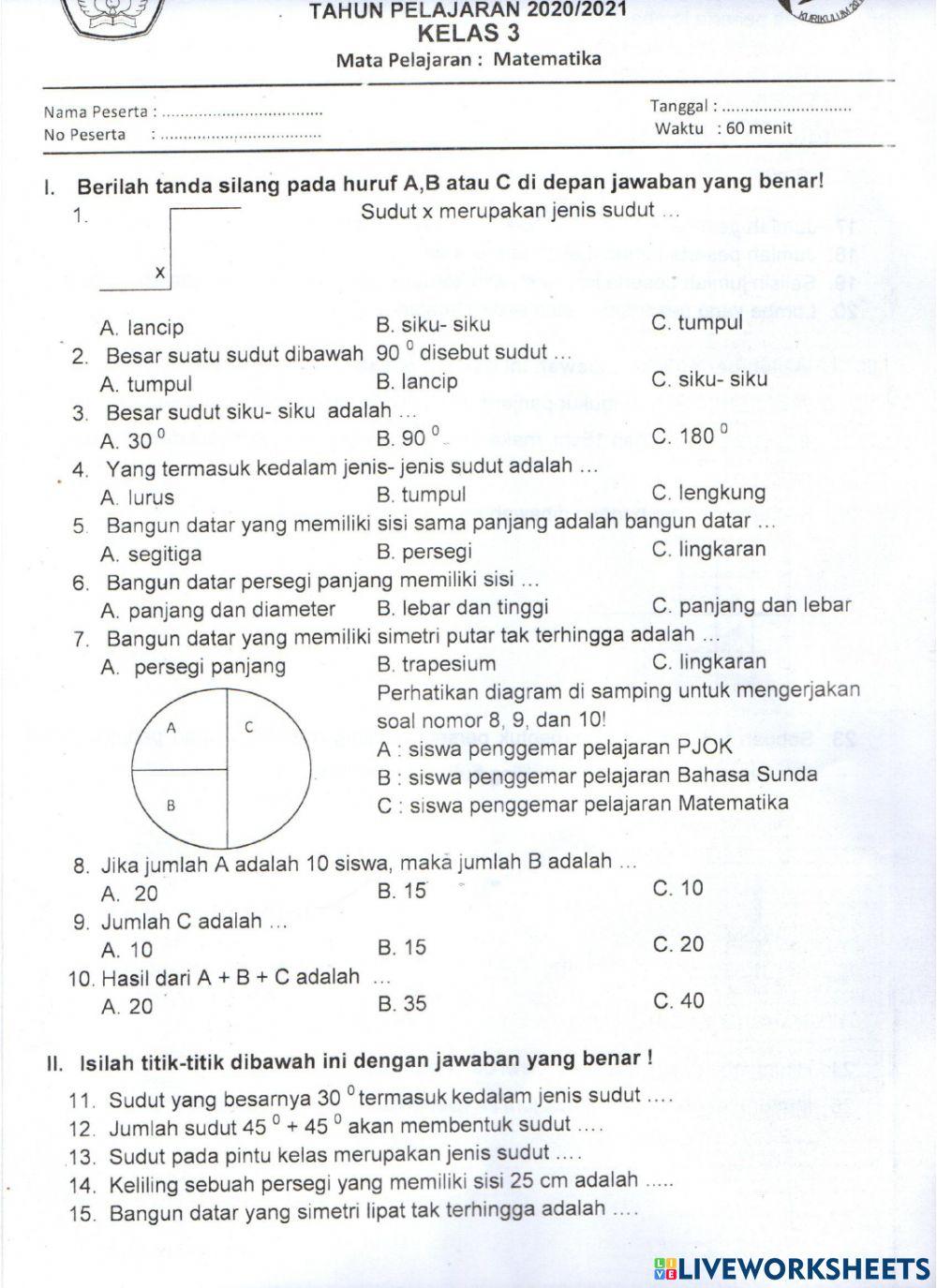 Mtk interactive worksheet for 3 | Live Worksheets