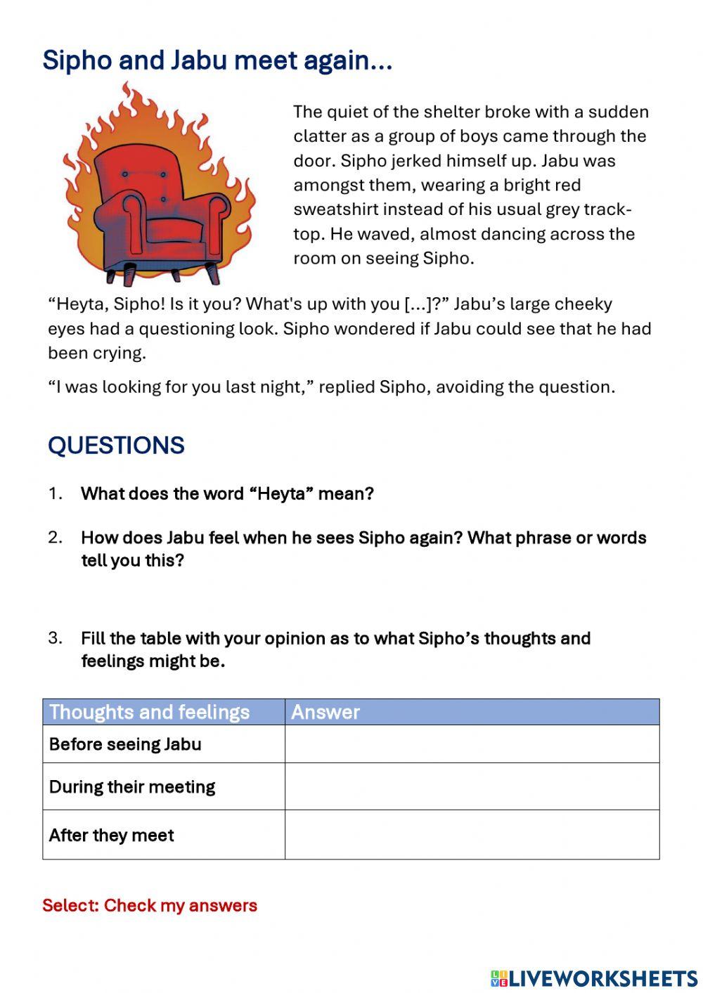 Hot seating worksheet | Live Worksheets