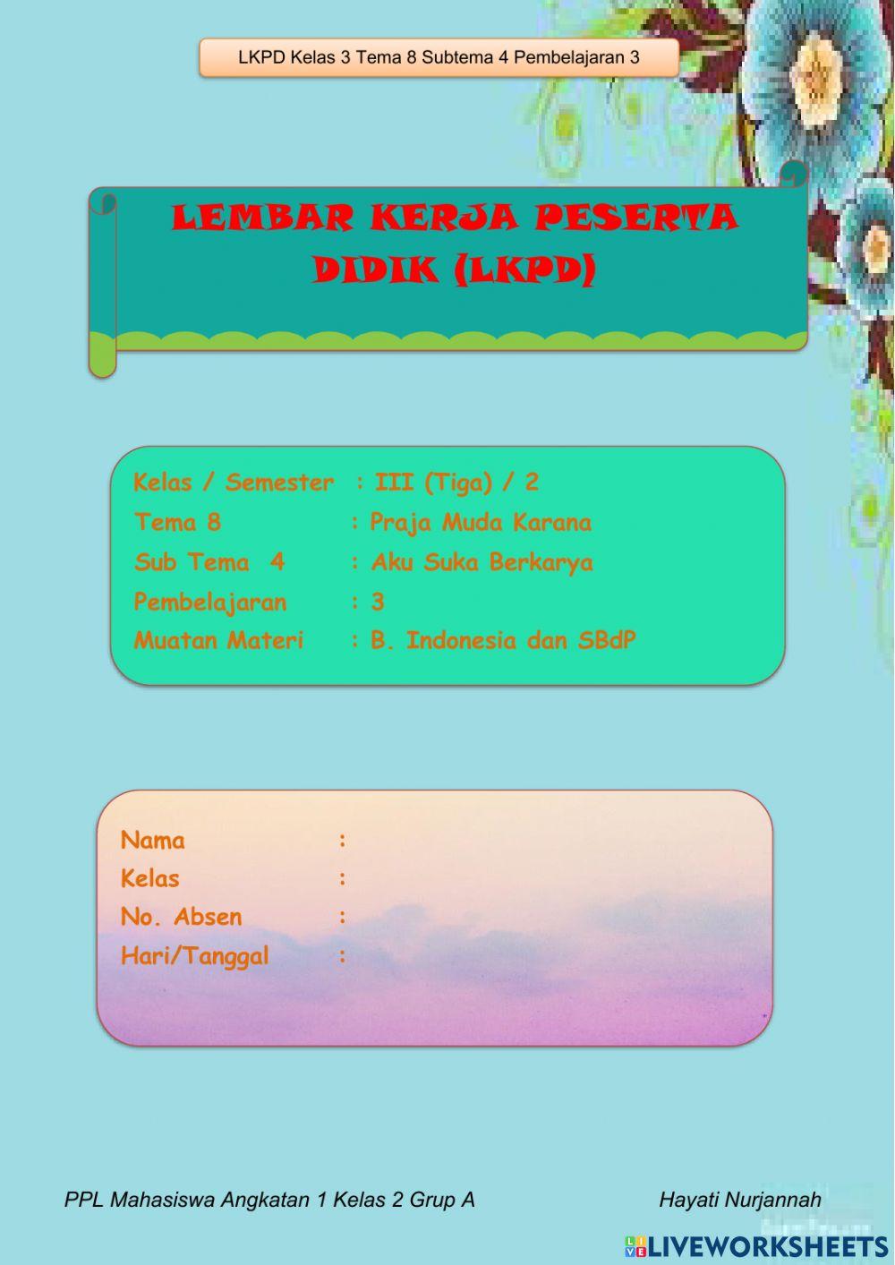 Lkpd luring worksheet | Live Worksheets