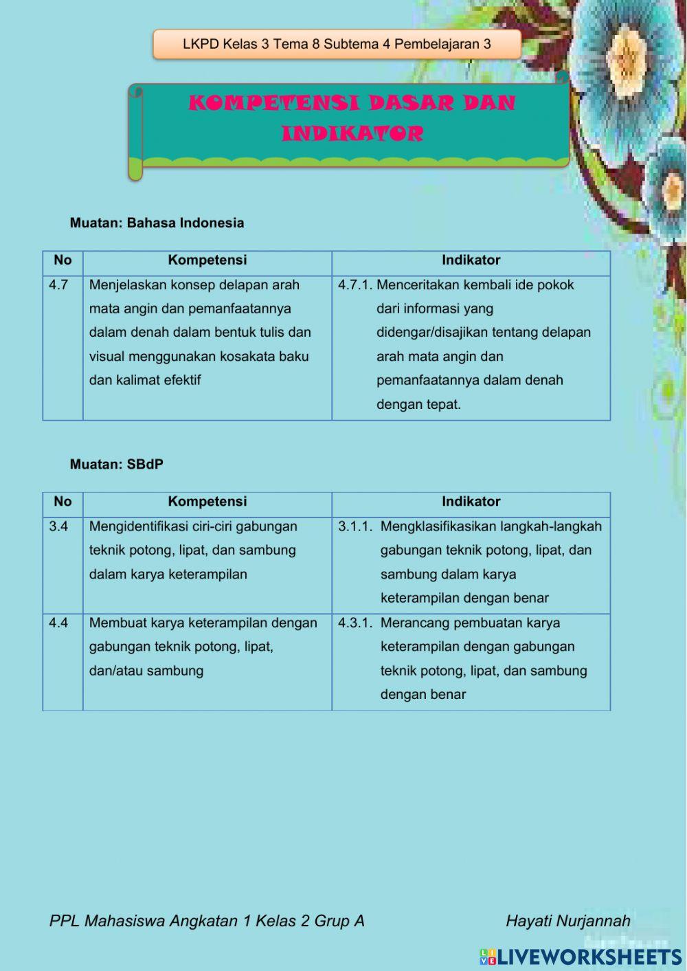 Lkpd luring worksheet | Live Worksheets