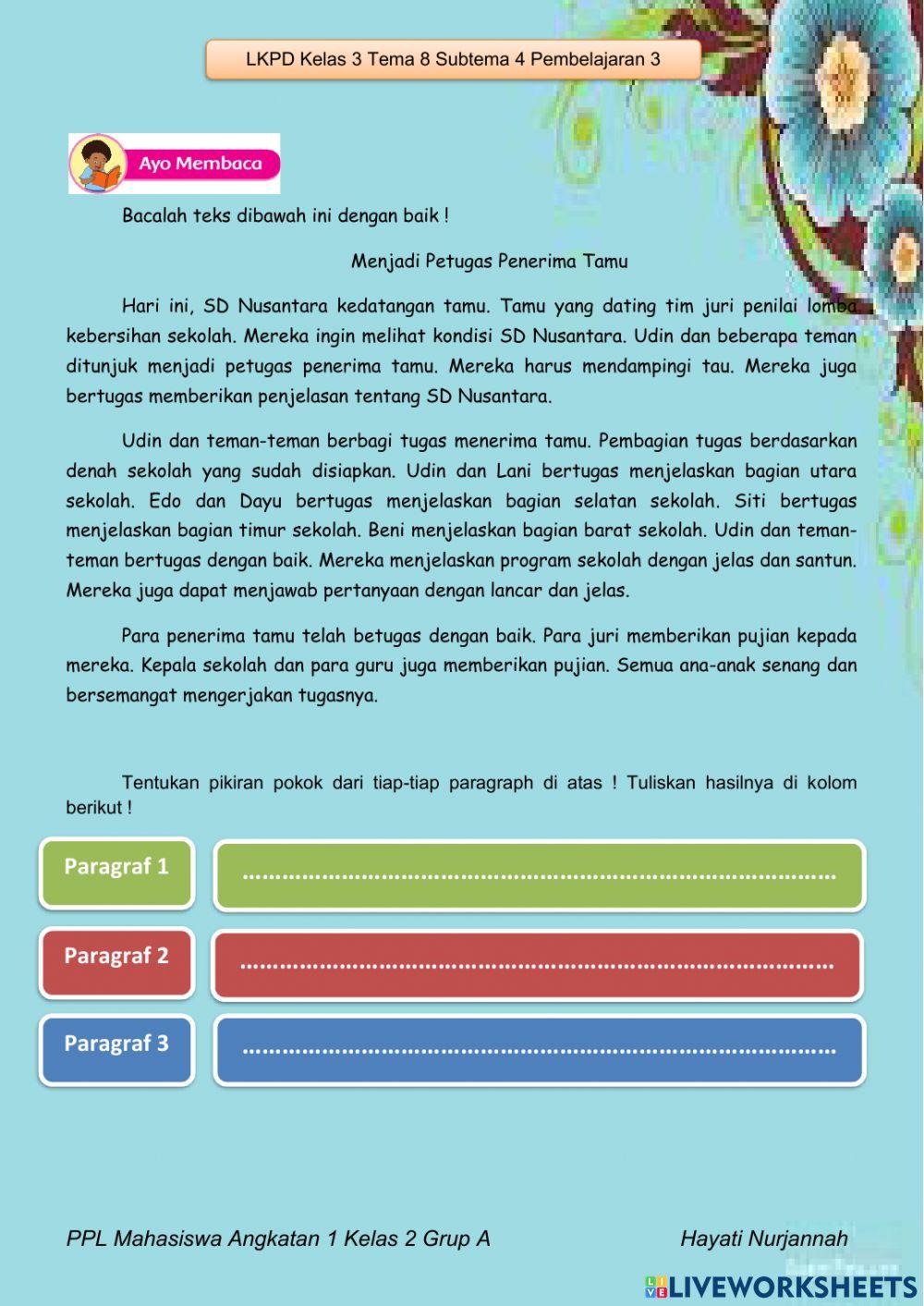 Lkpd luring worksheet | Live Worksheets