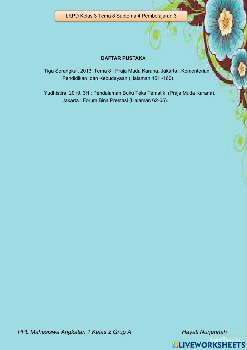 Lkpd luring worksheet | Live Worksheets