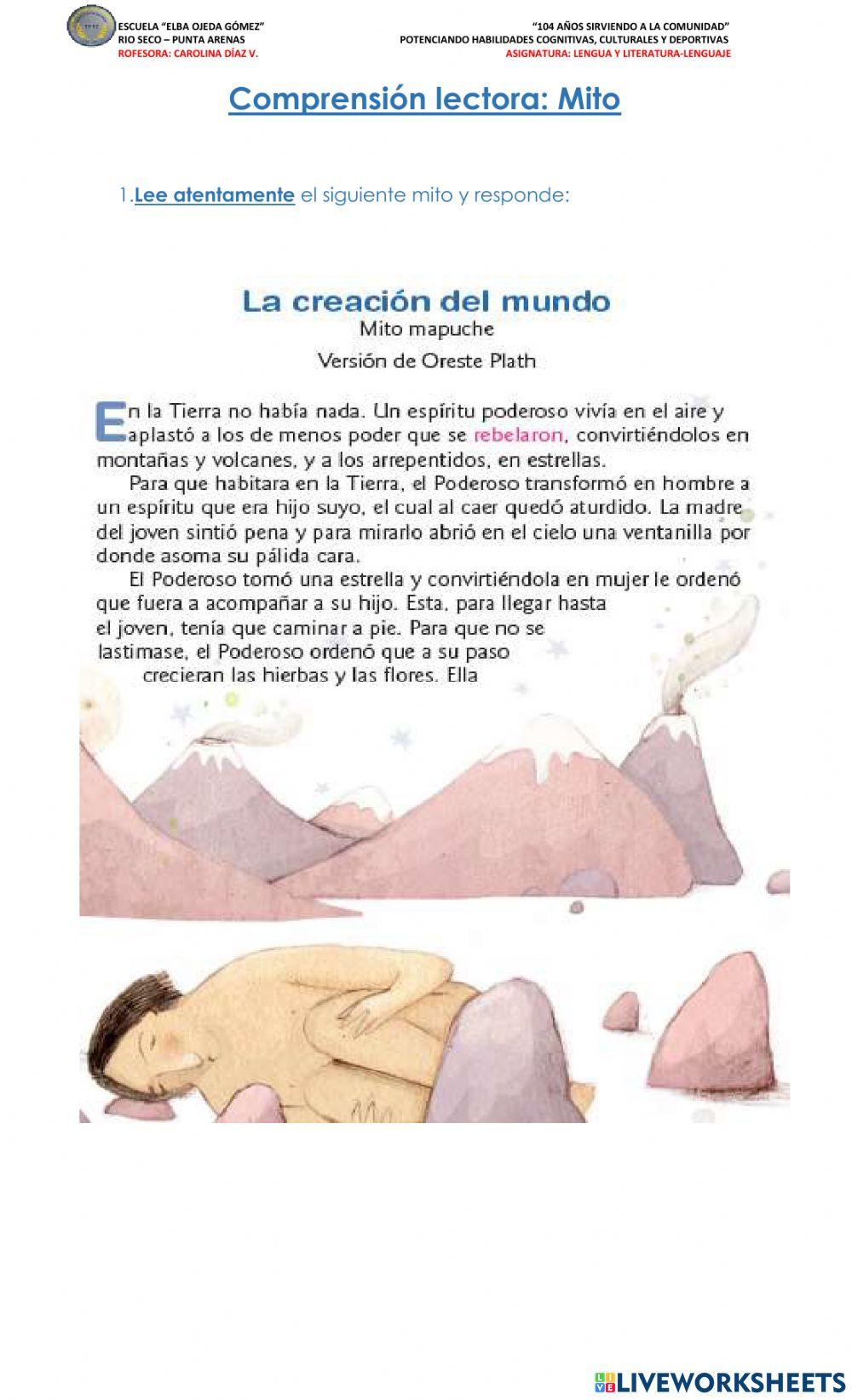 Comprensión lectora: Mito online exercise for | Live Worksheets