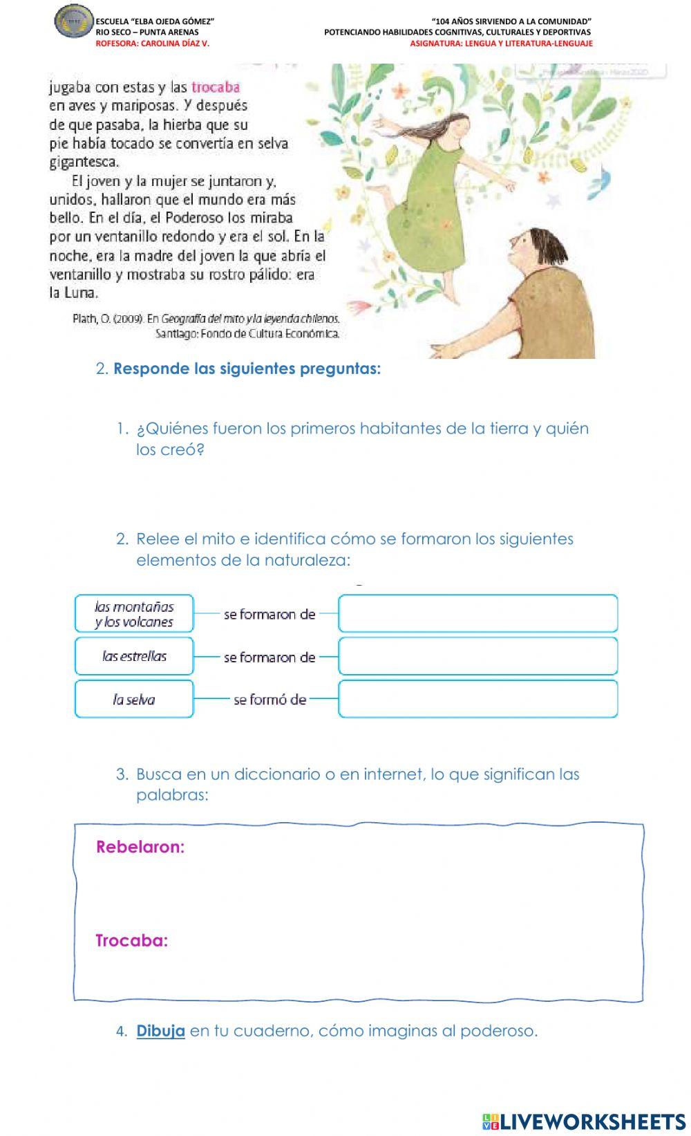 Comprensión lectora: Mito online exercise for | Live Worksheets